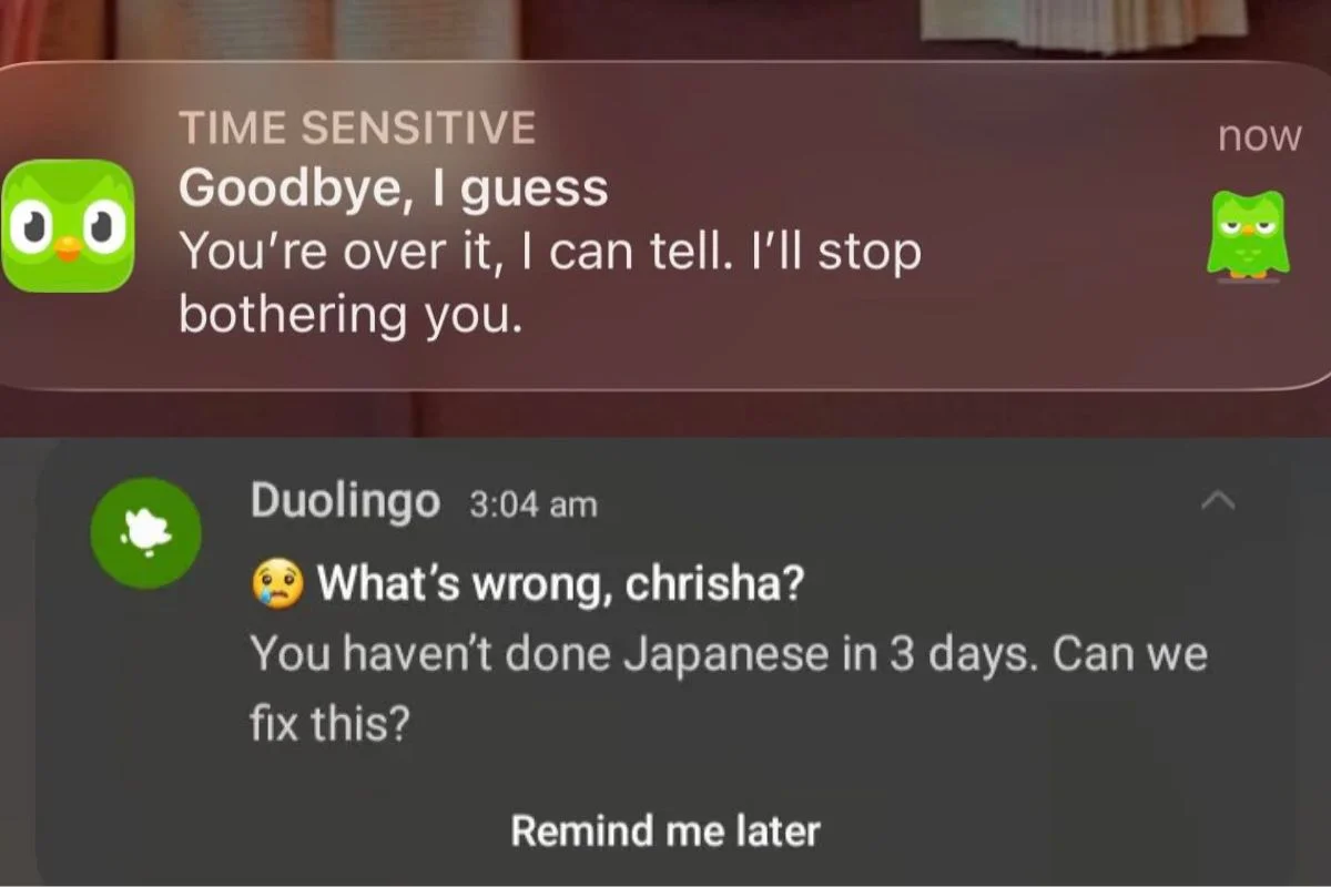 Netizens say Duolingo notifications feel like toxic ex texts
