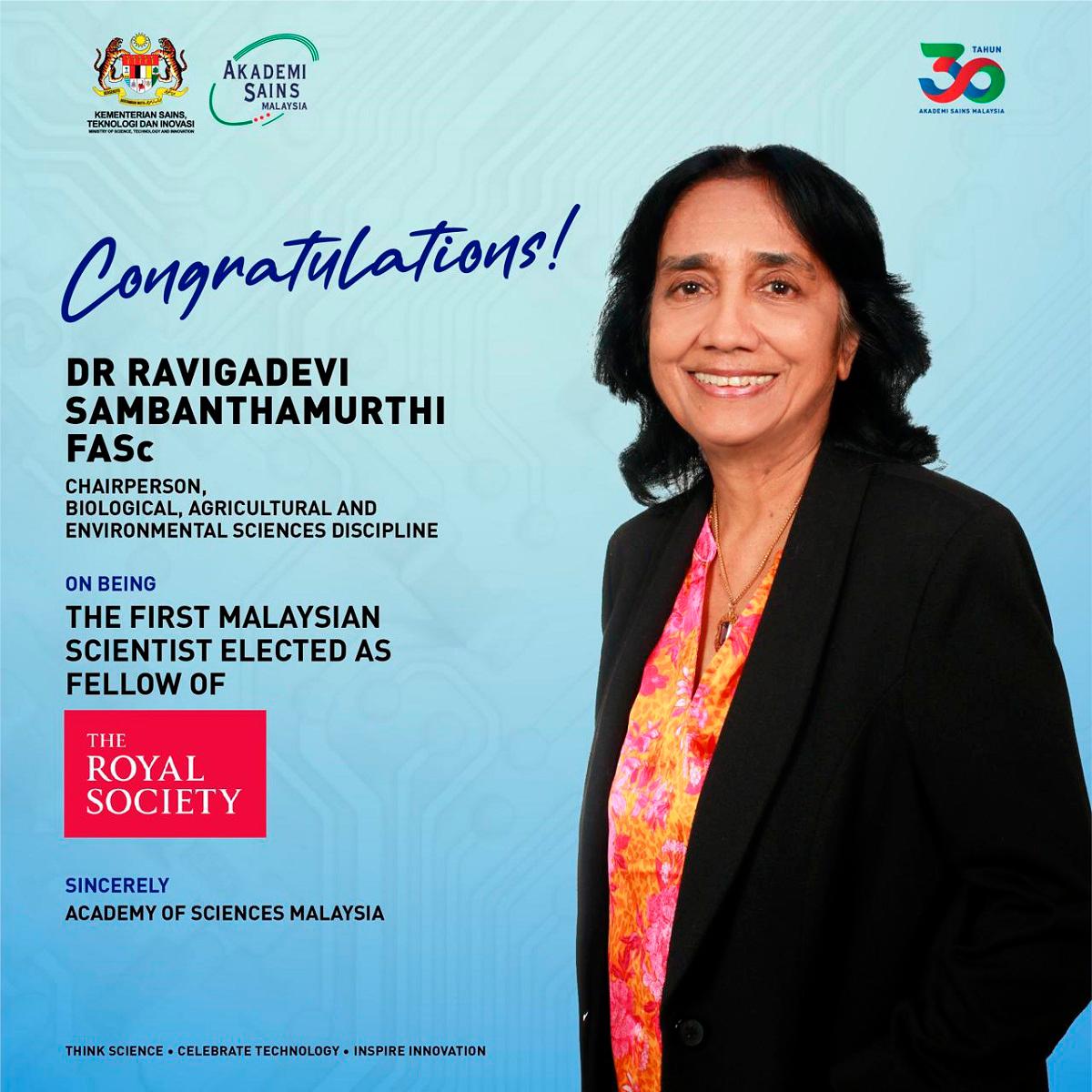 Dr Ravigadevi becomes first Malaysian elected to Royal Society