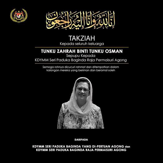 Agong, Raja Permaisuri offer condolences to Tunku Zahrah’s family