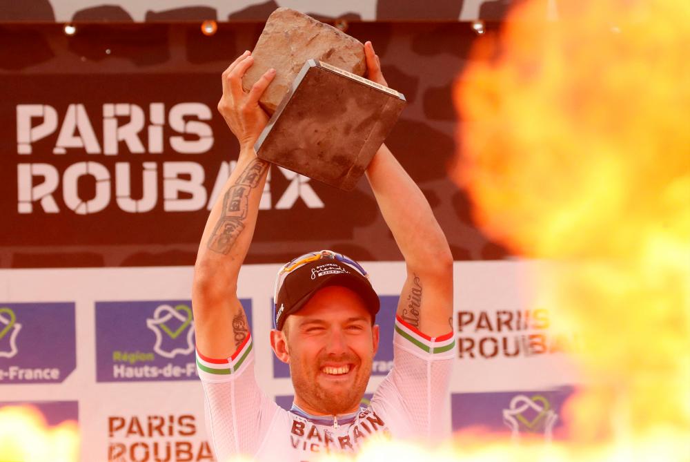 Mixed emotions for Colbrelli as Paris-Roubaix winner forced to retire